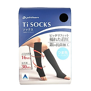 PHITEN TI Compression Socks, Black, Women's Shoe Size: 8-11