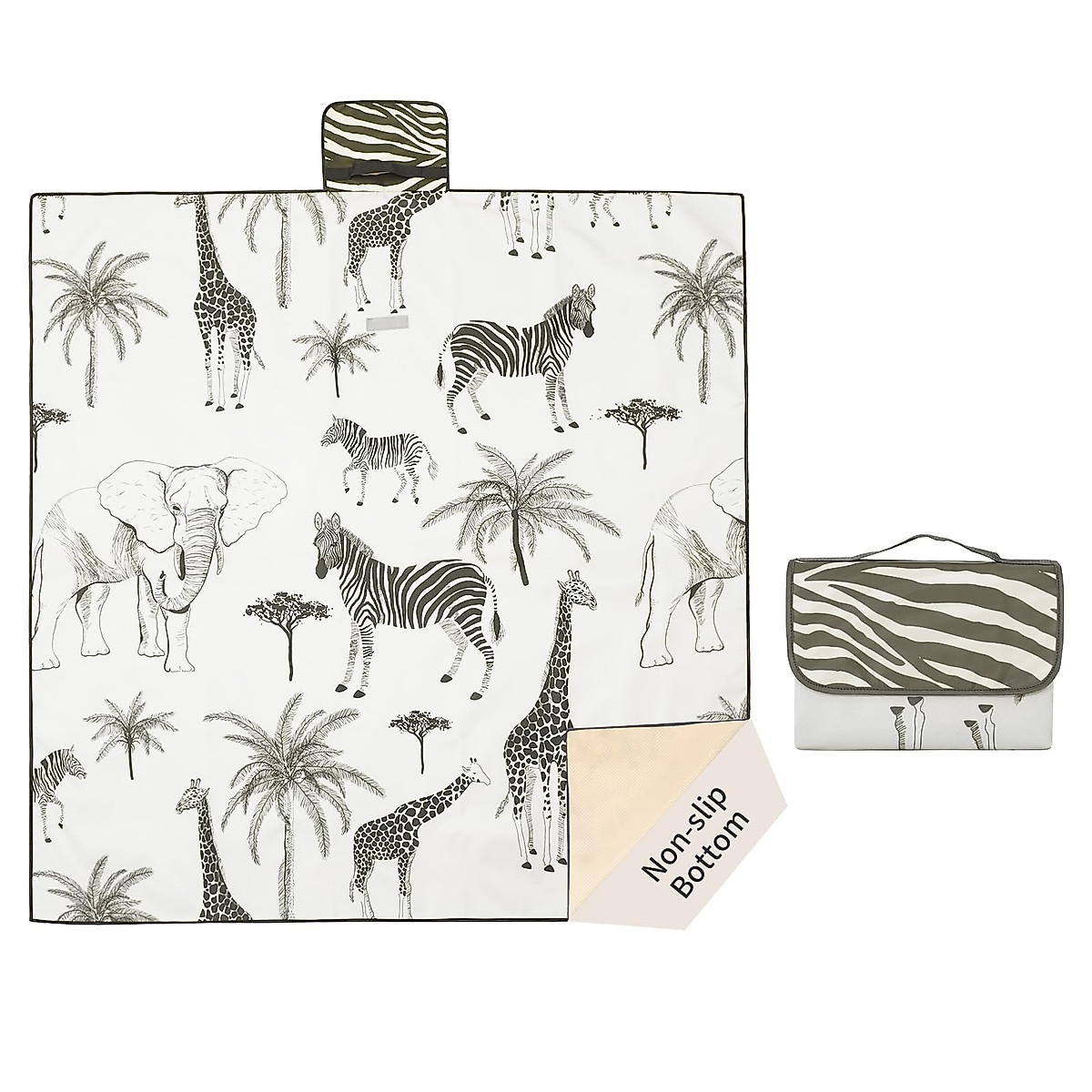 Insular Baby Splat Mat for Under High Chair/Arts/Crafts, Anti Slip and Waterproof Splash Mat for Floor, Portable Picnic Mat, 51x51 Inch, Safari