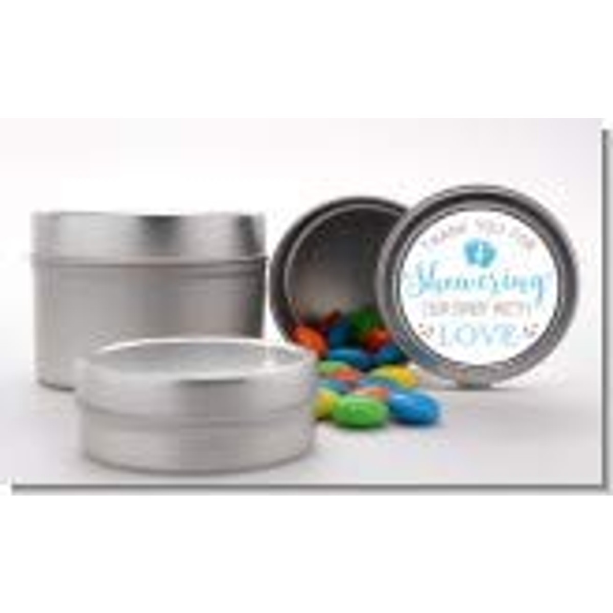 Baby Shower Stickers | Blue | Thank You for Showering Our Baby with Love | 48 Stickers - 1.67 Inches Round | Baby Shower Stickers for Boys | Pitter Patter - Tiny Baby Feet Baby Shower Labels