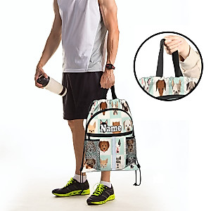 Herdesigns Animal Dog Puppy Custom Drawstring Backpack Dog Pattern Personalized Dance Bags Lightweight Backpacks for Men Women Adults Birthday Gifts Mini Gym Sports Beach Swim Travel Drawstring Bag
