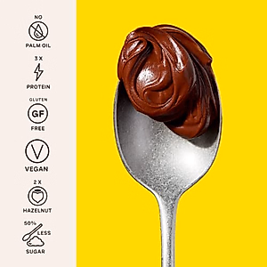 TBH Chocolate Hazelnut Spread | Vegan, Low Sugar, Palm Oil Free, High Protein, Gluten Free, Kosher, Made in USA, Creamy Chocolate Spread (14oz Jar)