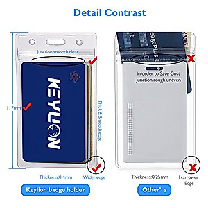 KEYLION 6 Pack ID Card Badge Holder Vertical, Heavy Duty Clear Vinyl Plastic PVC Sleeve Cover w Waterproof Resealable Zip, fit 5 Credit Size Cards or 2.25" x 3.5" Name Badge Inserts