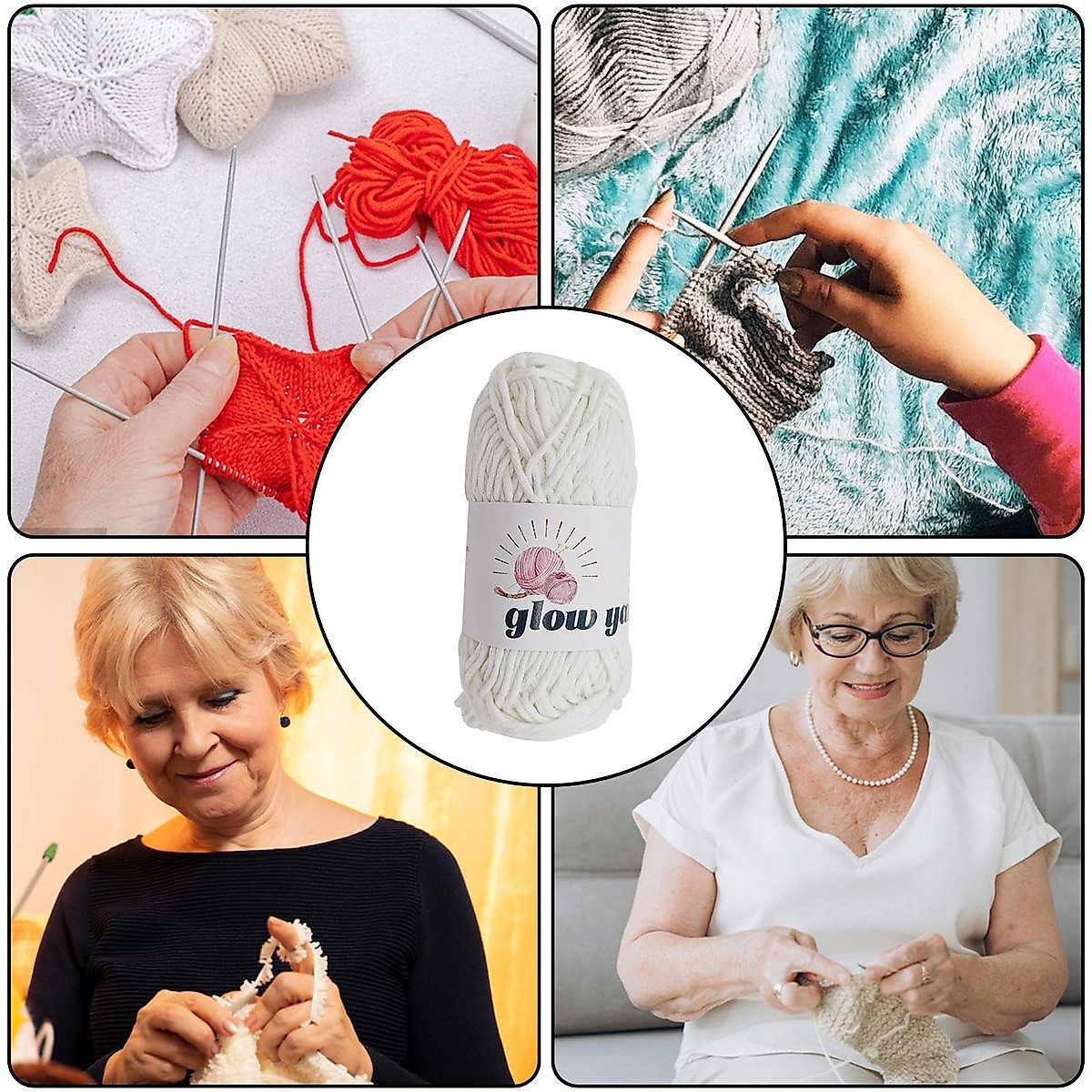 OSKOE Luminous Yarn, Soft Chunky Yarn, Glow in Dark Yarn Knitting Wool, Soft Chunky Yarn for Yarn Projects Making Plush Balls Handmade Bags Sweaters Shoes Hats Sweaters Blankets Scarves