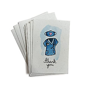 Blue Scrubs Thank You Cards - 24 Greeting Cards with Envelopes - Notecards for Nurses, Doctors, & Healthcare Workers