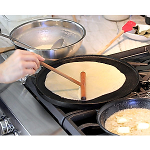 The ORIGINAL Crepe Spreader and Spatula Kit - 2 Piece Set (5” Spreader and 14” Spatula) Convenient Size to Fit Medium Crepe Pan Maker | All Natural Beechwood Construction only From Indigo True Company