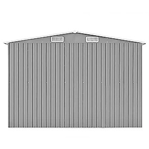 Outdoor Metal Storage Shed, Garden Shed with Door and Vents, Tool Room for Backyard, Patio, Lawn Garden Shed 101.2"x154.3"x71.3" Metal Gray