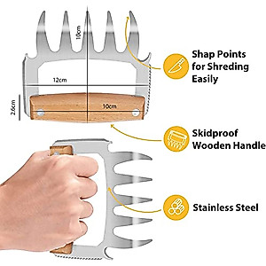 Meat Claws For Shredding - BBQ Grill Claws Stainless Steel Pulled Pork Chicken Shredder Claws Tool Metal Cooking Smoker Accessories Barbecue Birthday Gifts Ideas For Men Women Dad BBQ Enthusiasts