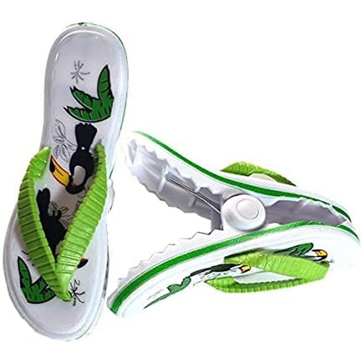 2 Set (4 Ct) White / Blue Flops Beach Towel Clips Jumbo Size for Beach Chair, Cruise Beach Patio, Pool Accessories for Chairs, Household Clip, Baby Stroller