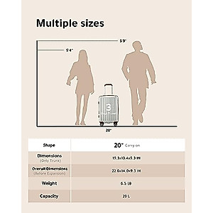 LUGGEX Carry On Luggage 22x14x9 Airline Approved - PC Expandable Hardside Luggage with Spinner Wheels - 4 Metal Corner Hassle-Free Travel