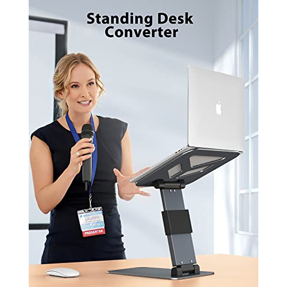 JCZT Adjustable Laptop Stand for Desk [Lift Up to 20'' ], Ergonomic Laptop Riser Converter, AluminumComputer Stand for MacBook Air Pro, HP, Dell, All 10-17 Inch Laptops