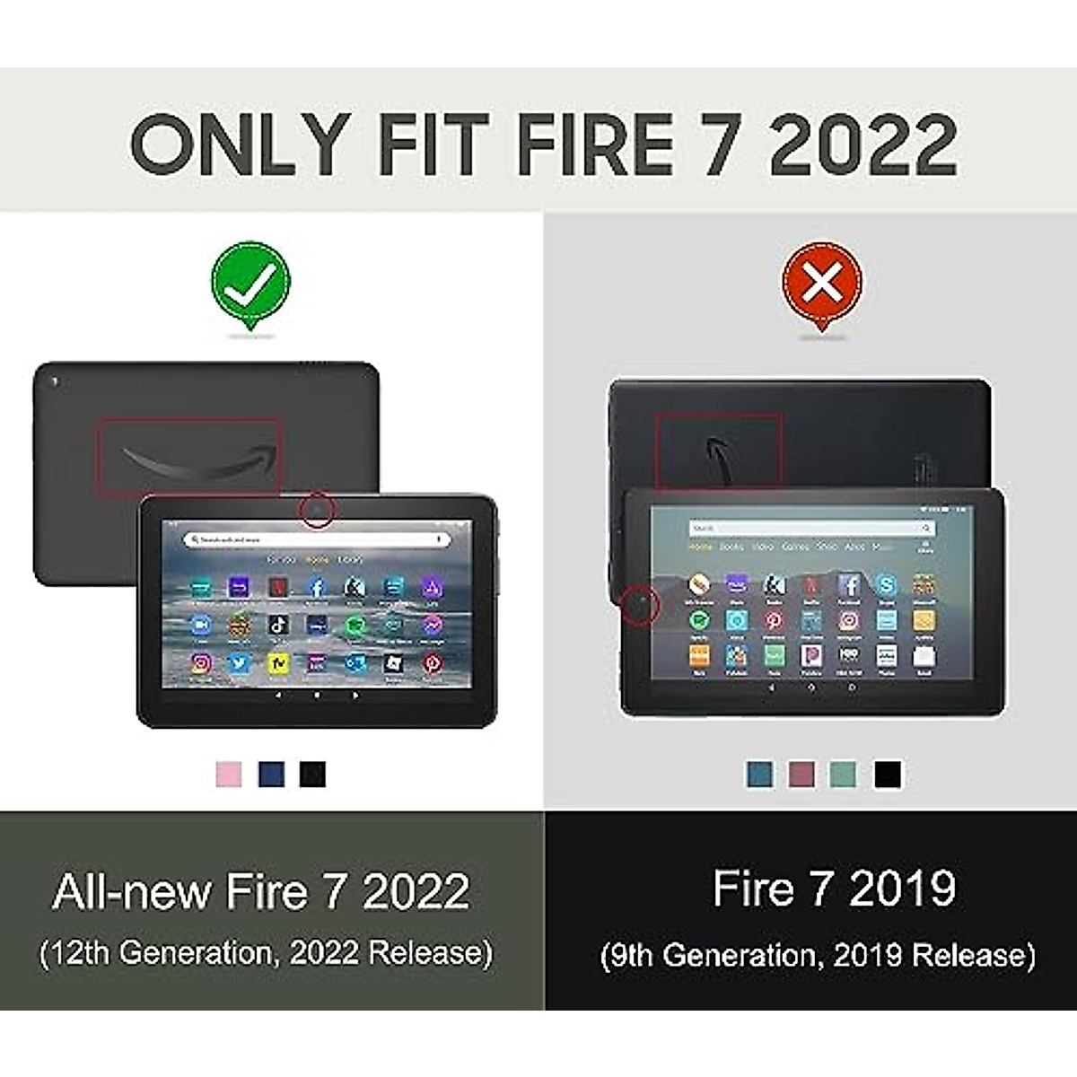 Case Compatible with Amazon All-New Kindle Fire 7 Tablet (2022 Release-12th Generation) Latest Model 7，Slim Fit Foldable Standing Cover Case with Auto Sleep/Wake，Wolf Under The Moon