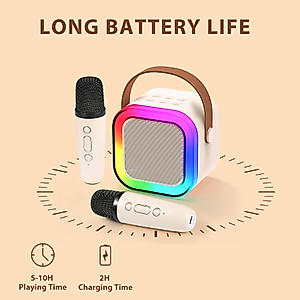 Fede Karaoke Machine for Kids Adults, Mini Karaoke Machine with 2 Wireless Microphones, Portable Bluetooth Speaker with Voice Changing Effects & LED Lights, Best Gifts Toys for Girls and Boys