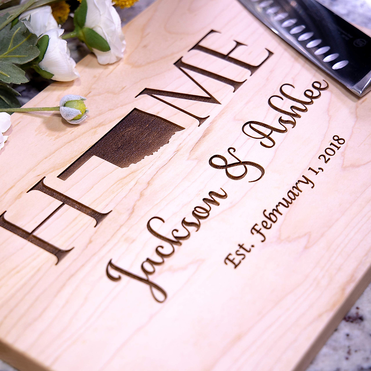 Custom House warming Gifts - Perfect Gift Idea for Brand New Homeowners - Personalized Wooden Cutting Board for Friends, Couples, Homeowners, and Newlyweds!