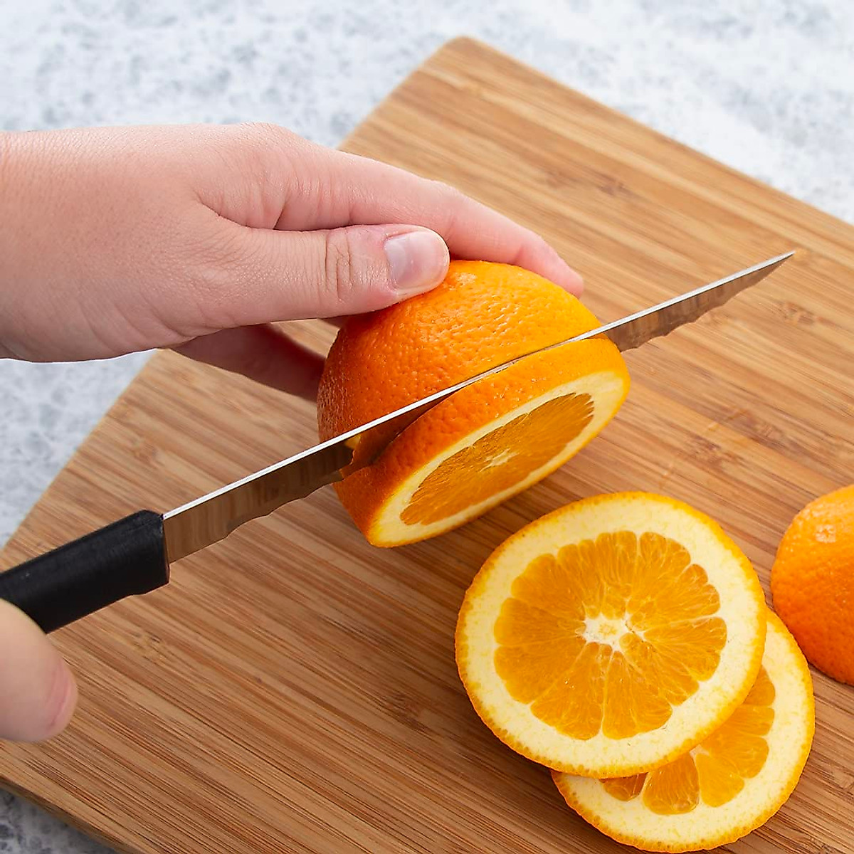 Rada Cutlery Serrated Slicing Knife Stainless Blade and Steel Resin, 11-1/4 Inches, Black Handle