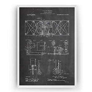 Magic Posters Wright Brothers Patent Prints - Flying Machine 1913 - Vintage Art Posters Pilot Gifts For Men Women Aviation Blueprint - Frame Not Included