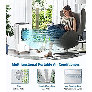Portable Air Conditioners, Air Conditioner Portable, 3-In-1 Air Conditioners with 3 Wind Speeds & Remote Control, 60°Rotation, Air Conditioner Portable for Room Office Home