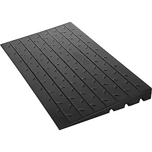 VEVOR , 2.6" Rise threshold ramp Doorway, 3 Channels Cord Cover Rubber Solid, Rubber Angled Entry Rated 2200Lbs Load Capacity for Wheelchair and Scooter