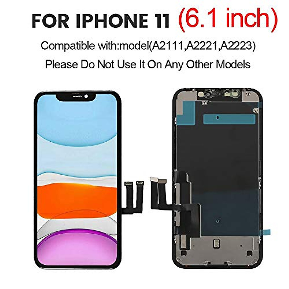 Screen Replacement Compatible for iPhone 11 Screen Replacement 6.1 inch LCD Display 3D Touch Digitizer Frame Assembly Full Repair Kit, with Repair Tools