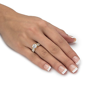 PalmBeach Yellow Gold-plated Sterling Silver Round Cubic Zirconia Triple Row Engagement Ring Sizes 6-10 Size 10