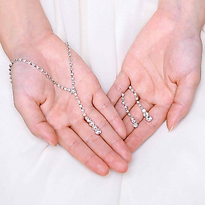 Unicra Bride Silver Bridal Necklace Earrings Set Crystal Wedding Jewelry Set Rhinestone Choker Necklace for Women and Brides (3 piece set - 2 earrings and 1 necklace)(A Silver)