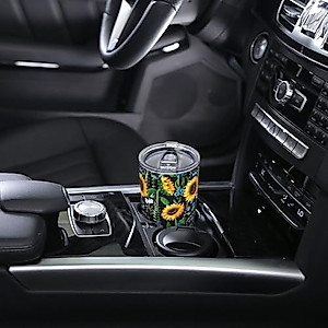 Yaxongx 20oz Tumbler Splendid Sunflowers Double Wall Vacuum Insulated Coffee Mug with Lid and Metal Straw Brush Reusable Stainless Steel Water Bottle Travel Cup Gifts for Car Ice Drinks Hot Beverage