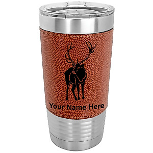 LaserGram 20oz Vacuum Insulated Tumbler Mug, Elk, Personalized Engraving Included (Faux Leather, Basketball Style)