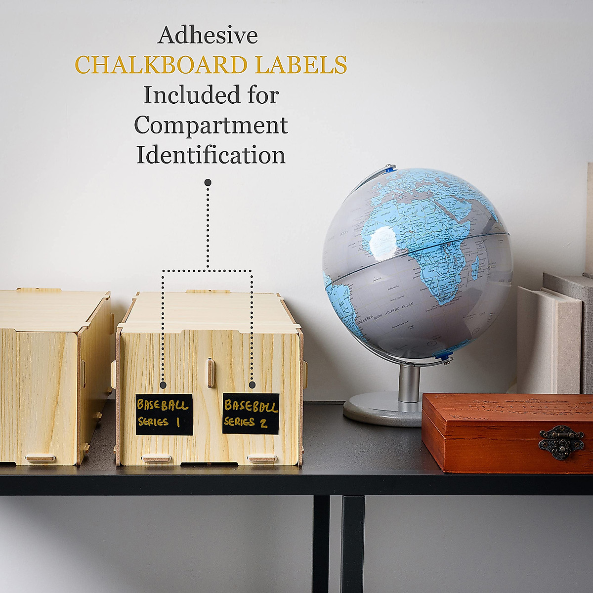 Tapeera 2-Pack Stackable Trading Card Storage Box For Sports Football Baseball Card Storage - Compatible With TCG MTG Pokemon Cards Kpop Photocard Toploaders - Each 1800 Cards With Chalkboard Labels