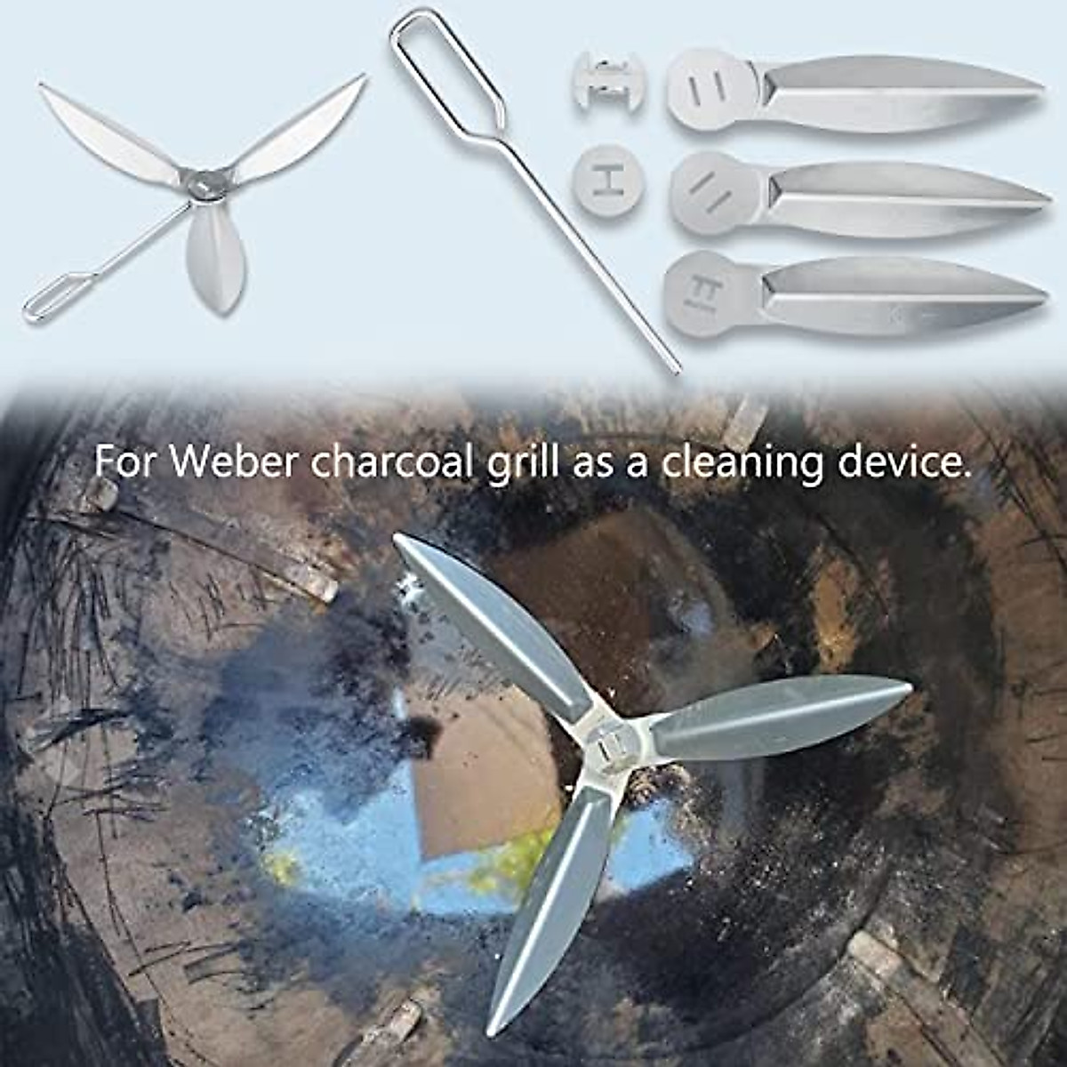 22-1/2-Inch One Touch Grill Cleaning System Kit for Weber Charcoal Grill / 7444 Kettle Grills Replaces Parts, Compatible with Weber Grill Parts, for Grill Bottom - Not Easy to Rust and Deformation.