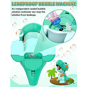 EduCuties Bubble Machine for Kids, Dinosaur Toys Automatic Bubble Blower Maker with Solutions for Toddlers Ages 4-8 Outdoor Toy for 3 4 5 6 Year Old Boys Girls Birthday Gift Present- Green