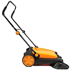 Walk-Behind Manual Push Floor Sweeper - 6.6 Gallon Capacity, 27.5" Sweeping Width, Sweeps 29,000 Square Feet/Hour