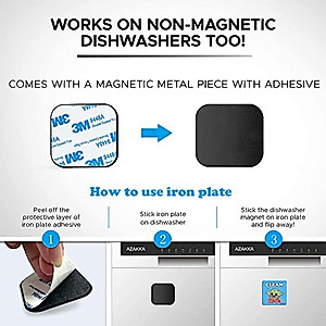 DUNGGLE Dishwasher Magnet Clean Dirty Sign Indicator, Washing Machine Magnet Double Sided Kitchen Dish Washer Refrigerator Magnet Flip with Magnetic Plate