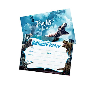 aybl 24pcs Dinosaur Birthday Invitations,Dinosaur Party Invitations Birthday Party Supplies Decoration (1)