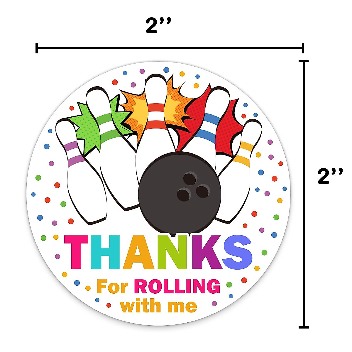 Bowling Party Thank You Sticker Labels, 2" Party Circle Stickers, Great for Party Favors, Envelope Seals & Goodie Bags（54 Count）