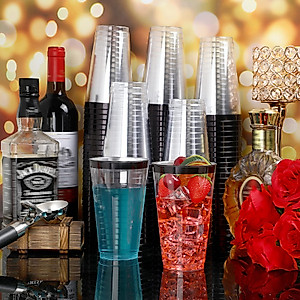 Norme 50 Pcs Plastic Cups 16 oz Disposable Cups Plastic Party Drinking Cups Wine Glasses for Parties Old Fashioned Tumblers for Coffee Wedding Wine (Black)