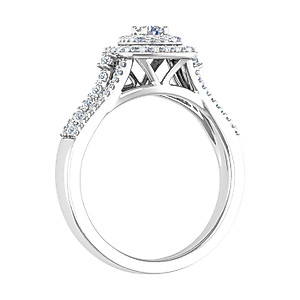 1/2 Carat Cushion Shape Halo Diamond Engagement Ring in 10K White Gold (Ring Size 5.75)
