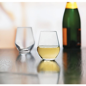 Circleware Basic Stemless White-Red Wine Drinking Glasses, Set of 4, 16 ounce, Limited Edition Glassware