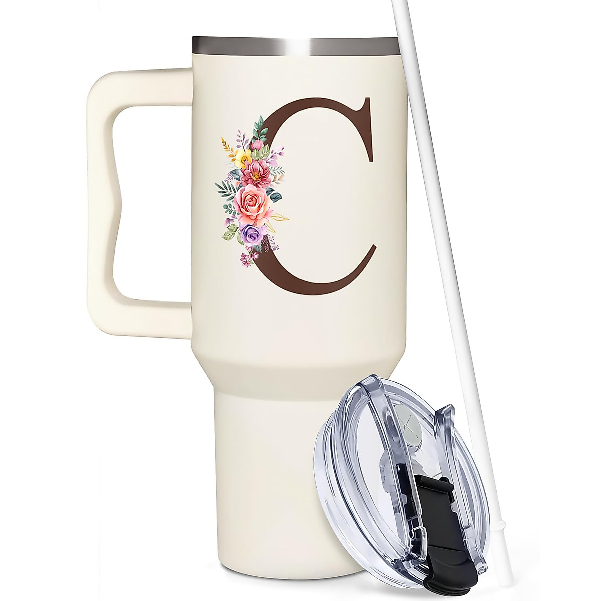 Personalized Gifts For Women - Personalized Gifts For Birthday, Christmas - Monogrammed Gifts Customized Gifts For Woman, Mom, Wife, Best Friend, Sister, Coworkers - Custom Tumbler With Handle 40oz