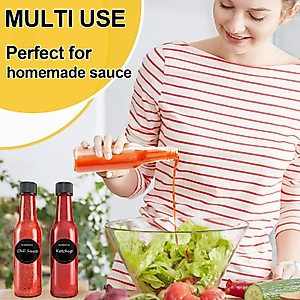 GMISUN Mini Hot Sauce Bottles 5 oz, 24 Pack Glass Woozy Bottles with Shrink Capsules, Mini Wine Bottles with Labels, Funnel, Caps, Dripper Inserts, for Homemade Hot Sauces, Dressing