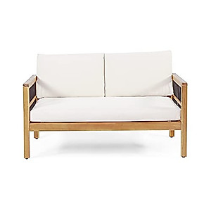 Christopher Knight Home Elias Chat Set, Beige + Teak + Black Metal