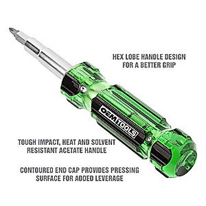 OEMTOOLS 22588 13-in-1 Multi-Bit Screwdriver, Nut Driver and Schrader Valve Tool, Multi Tool Screwdriver Kit, HVAC tools, Electrician Tools