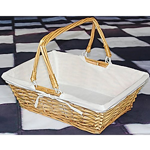 Vintiquewise(TM) Rectangular Willow Basket with White Fabric Lining
