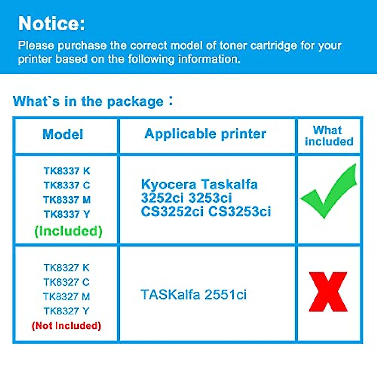 LCL Compatible Toner Cartridge Replacement for Kyocera TK8337 TK-8337 TK8337K TK-8337K TK-8337C TK-8337M TK-8337Y 1T02ND0US0 1T02NDCUS0 1T02NDBUS0 1T02NDAUS0 (4-Pack KCMY)