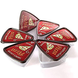 Pizza Slice Container Storage with Lids. Tray, Holder and Saver. 6 Plastic Packs to go. The Best Idea to Serve Pizza to Your Kids.