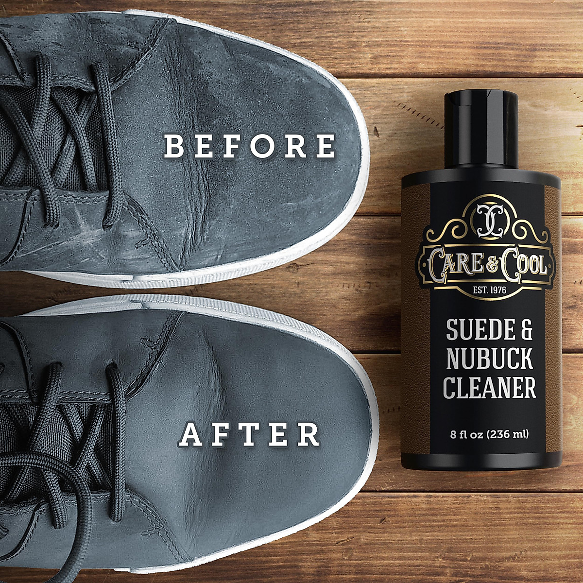 Care & Cool Suede and Nubuck Cleaner Kit (8 oz) Restores Color & Vibrancy to Shoes Clothes, and Furniture (Essential Kit)