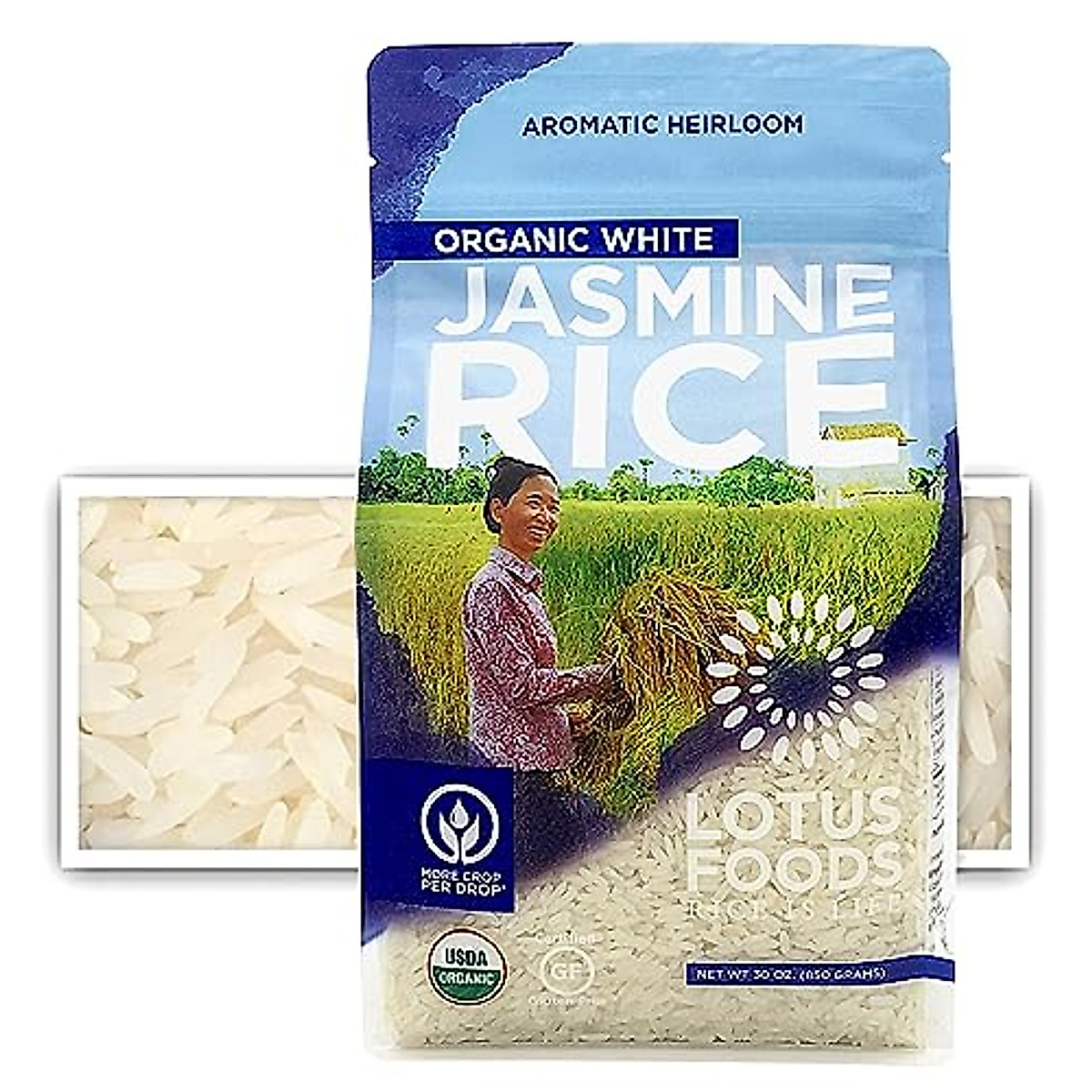 LOTUS FOODS Organic White Jasmine Rice, 30 OZ