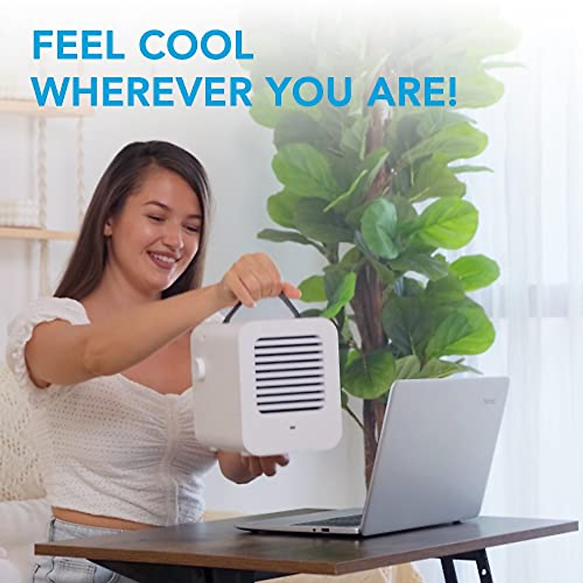 COOLEEZ Portable Cooling Fan, Evaporative Mini Air Conditioner, Personal Air Fan, Powerful, Quiet, Lightweight, Small AC for Room, Desk, Tent, Car & More, No Window Needed