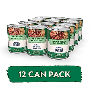 Natural Balance Limited Ingredient Adult Wet Canned Dog Food with Healthy Grains, Lamb & Brown Rice Recipe, 13 Ounce (Pack of 12)