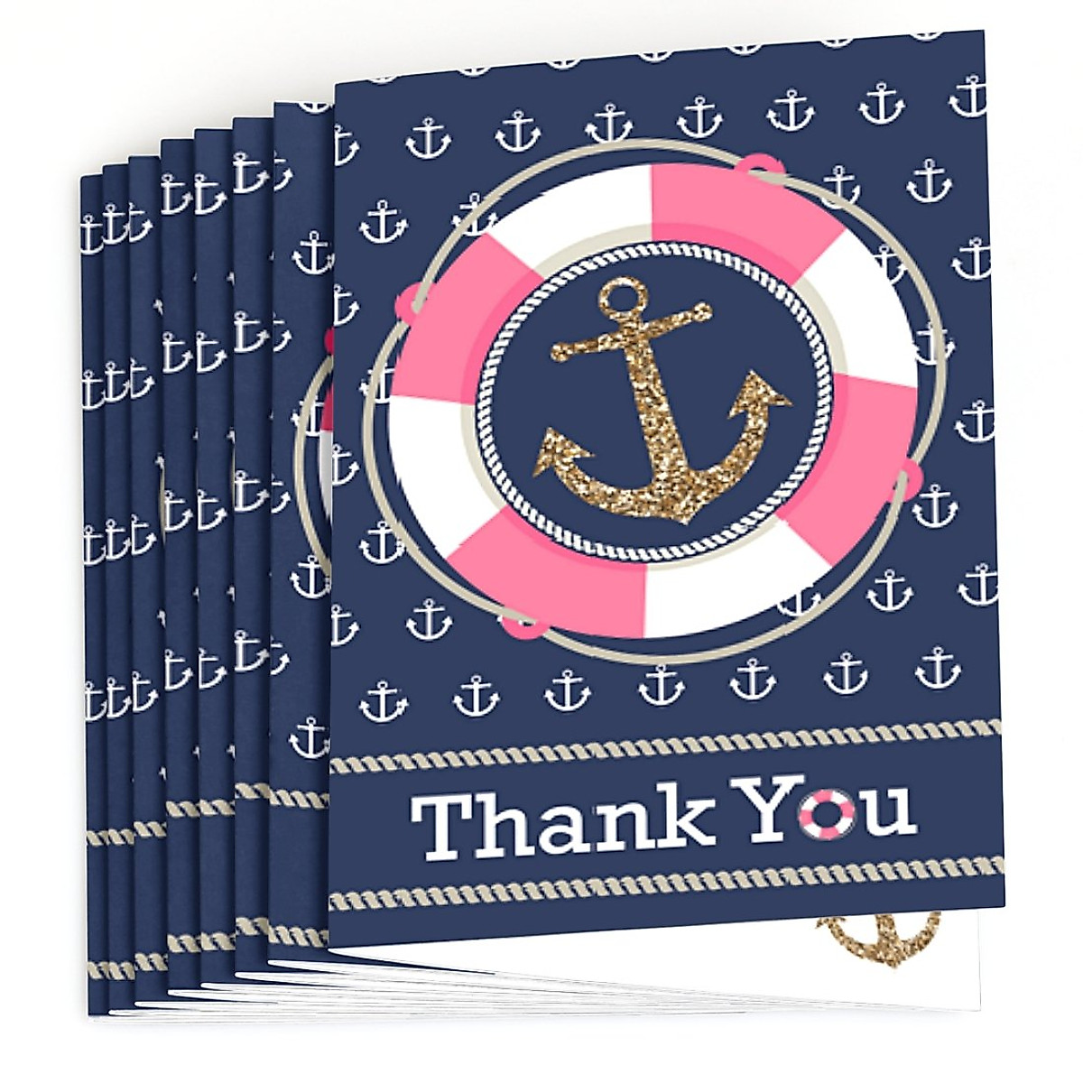 Big Dot of Happiness Last Sail Before the Veil - Nautical Bridal Shower and Bachelorette Party Thank You Cards (8 Count)