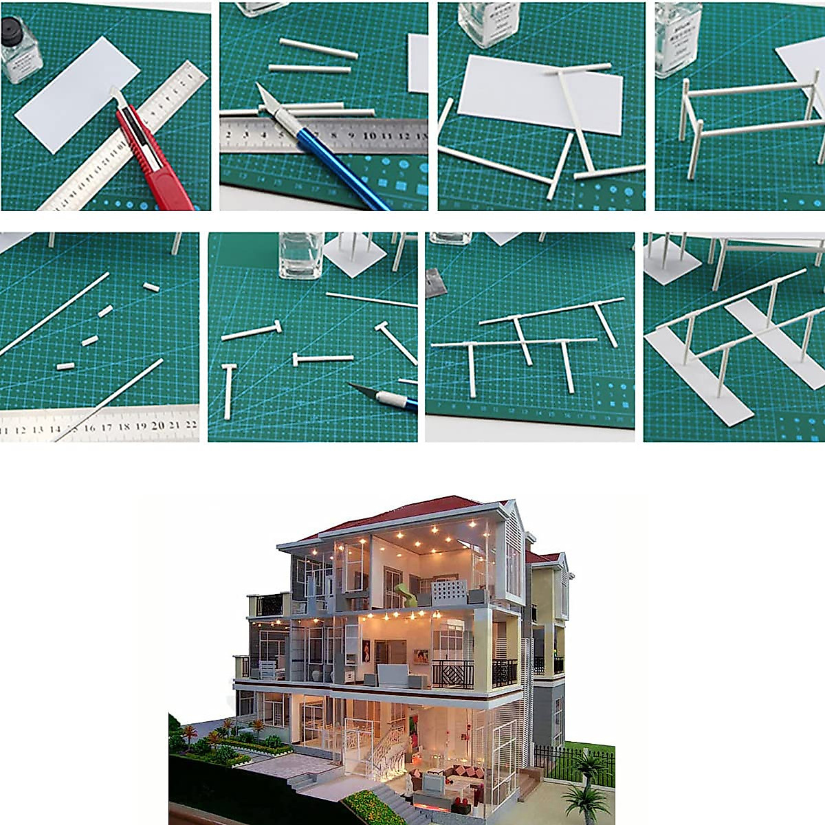 10Pcs White Plastic Rods Round Solid Bar DIY Model Material ABS Round Stick for DIY Sand Table Model, DIY Toys Doll House, DIY Scene Making, Building Making, Length 250mm, Diameter 1mm to 6mm Option