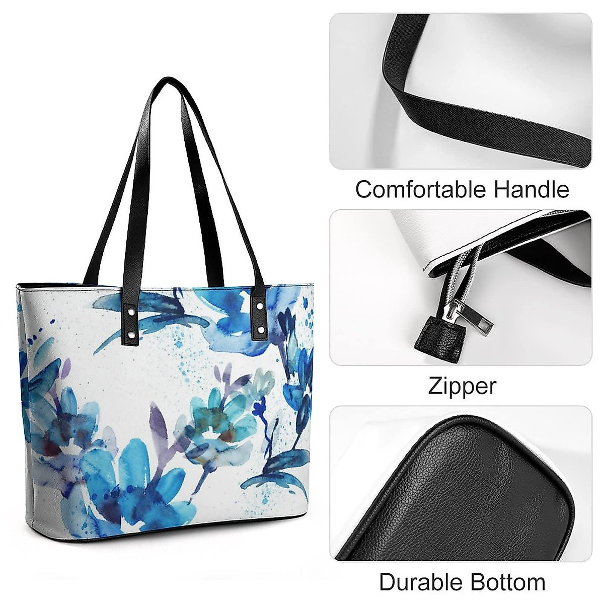 Womens Handbag Flowers Floral Pattern Leather Tote Bag Top Handle Satchel Bags For Lady
